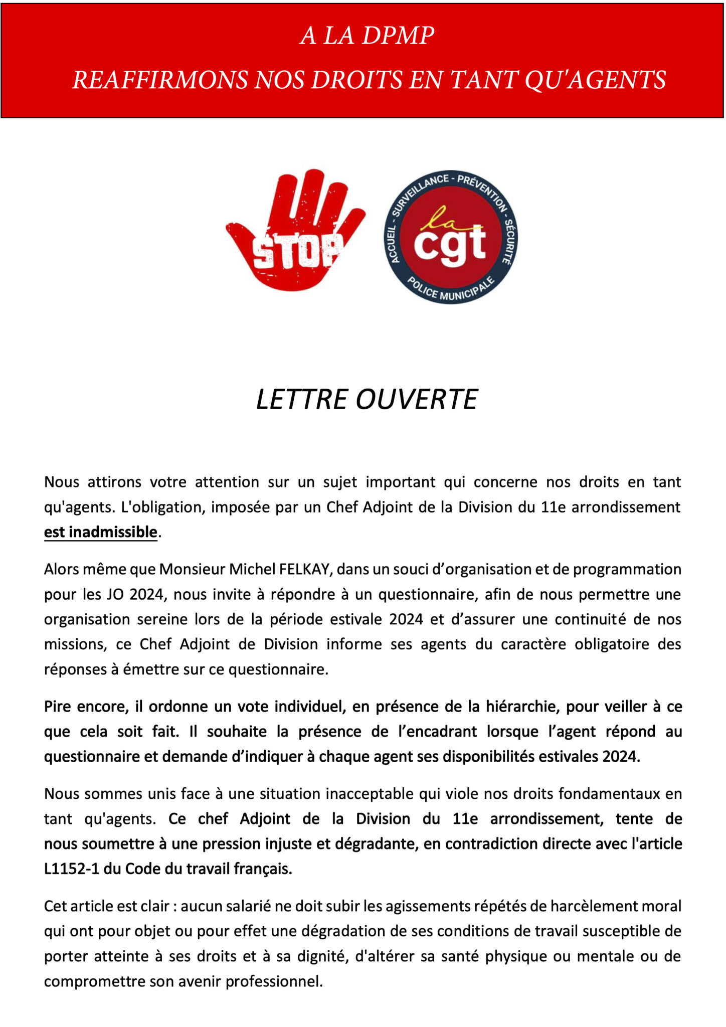 A LA DPMP, RÉAFFIRMONS NOS DROITS EN TANT QU'AGENTS ! - ASPS
